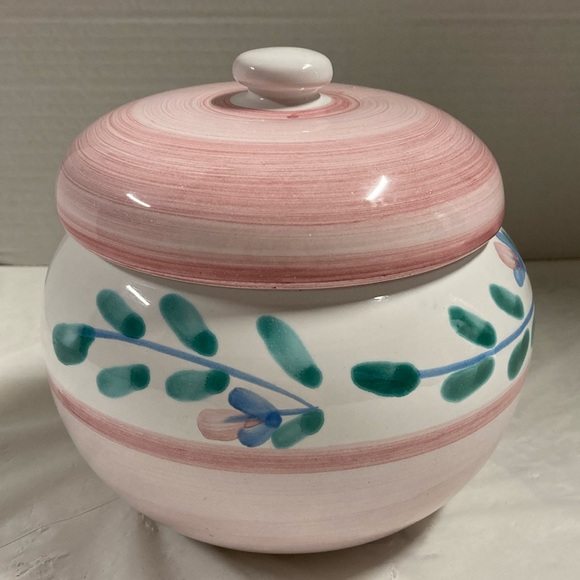 Caleca | Kitchen | Caleca Pottery Canister With Lid Hand Painted Pink ...